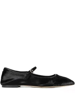 AeydĒ Mary-jane Pony Hair Ballet Flats - Black