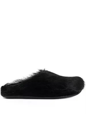 Marni Fussbett Long-hair Calfskin Sabot - Black