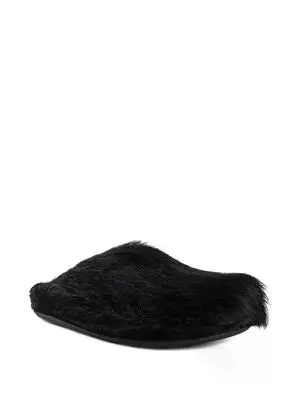 Marni Fussbett Long-hair Calfskin Sabot - Black