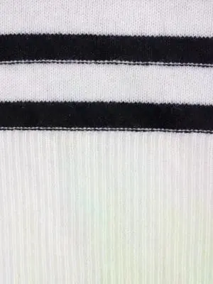 ALLUDE Striped Short-sleeve T-shirt With Button Detail