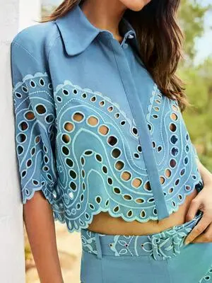 Charo Ruiz Ibiza Cut-out Storm Blouse - Blue
