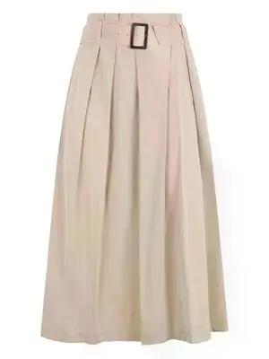 Peserico Pleated Belted Maxi Skirt