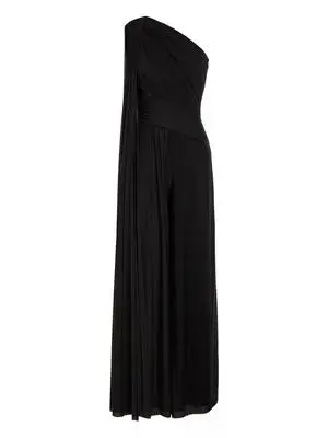 Talbot Runhof One-shoulder Draped Jumpsuit - Black