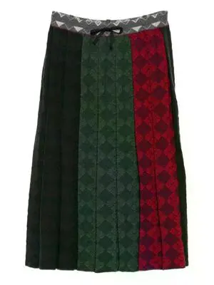 YANYAN Argyle-checked Midi Skirt