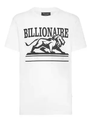 BILLIONAIRE Ss Lion-print Crew-neck T-shirt - White