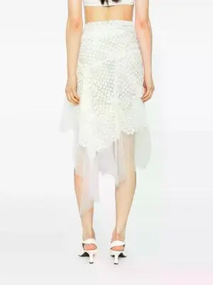 ROISIN PIERCE Floral Embroidered Asymmetric Skirt