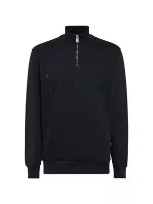 BILLIONAIRE Logo-embroidered Half-zip Sweater - Blue