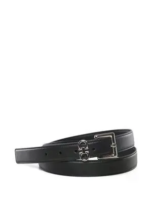 FERRAGAMO Logo Buckle Leather Belt - Black
