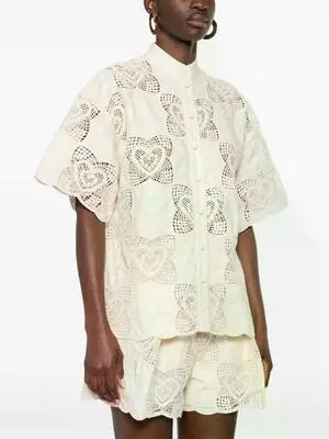 Zimmermann Wanderlust Scalloped Shirt - Neutrals