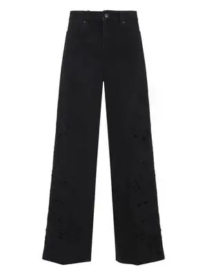 Farm Rio Floral-appliqué Five-pocket Jeans