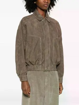 ARMA Frederica Collared Suede Jacket - Brown