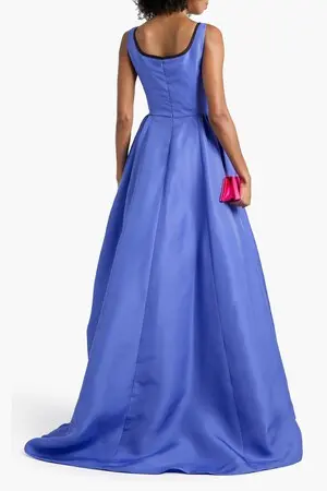 Carolina Herrera Pleated Silk Gazar Gown - Light Blue