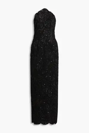 Carolina Herrera Strapless Sequin-embellished Lace Gown