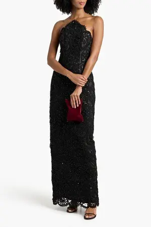 Carolina Herrera Strapless Sequin-embellished Lace Gown