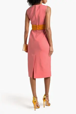 Carolina Herrera Two-tone Wool-blend Midi Dress - Coral