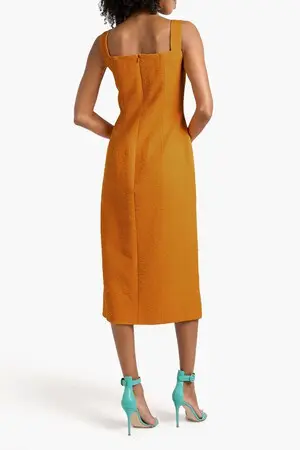 Carolina Herrera Embellished Cotton-blend Tweed Midi Dress