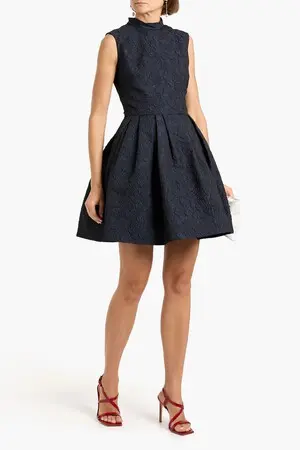 Oscar De La Renta Flared Cloqué Mini Dress