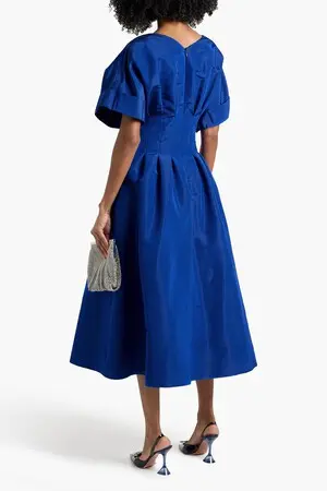 Carolina Herrera Pleated Silk-faille Midi Dress