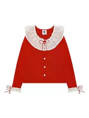 Sleeper Malena Lace-collar Cardigan - Red