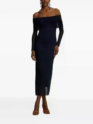 Ralph Lauren Audria Off-the-shoulder Layered Midi Dress - Blue