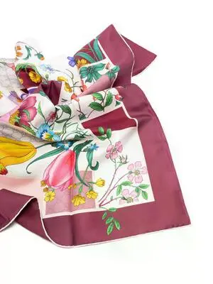 Gucci Flora-print Silk Scarf