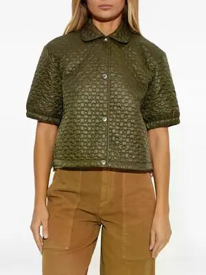 Moncler Flower Quilted Short-sleeve Top - Green
