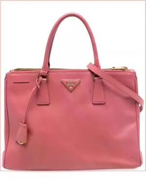 Prada 2013-2025 Medium Saffiano Lux Galleria Double Zip Satchel - Pink