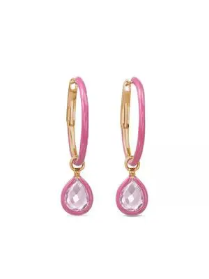 NINA RUNSDORF Rose Quartz Rose Gold Huggies Earrings - Pink