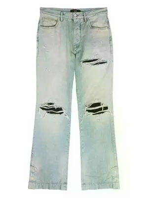 Amiri Mx1 Ripped Straight-leg Jeans - Blue