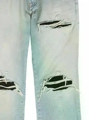 Amiri Mx1 Ripped Straight-leg Jeans - Blue