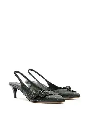 Isabel Marant Étoile Palmo Leather Pumps With Studded Bow Detail - Black