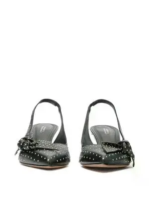 Isabel Marant Étoile Palmo Leather Pumps With Studded Bow Detail - Black