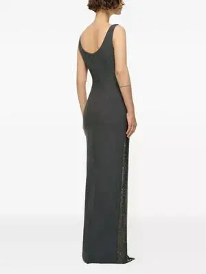 Roland Mouret Draped-neck Sleeveless Maxi Dress - Grey