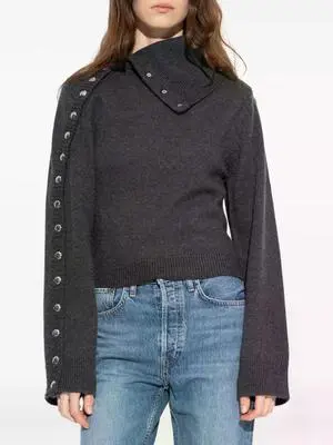 IRO PARIS Button Embellished High-neck Sweater - Grey