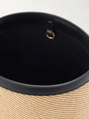 JIL SANDER Leather-trimmed Raffia Bucket Bag