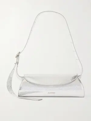 JIL SANDER Crinkled Metallic Leather Shoulder Bag