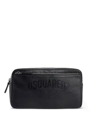 Dsquared2 Grained Leather Wash Bag - Black