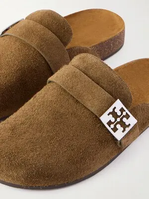 Tory Burch Mellow Embellished Suede Clogs - Brown