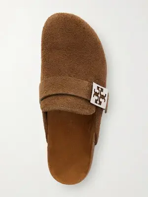 Tory Burch Mellow Embellished Suede Clogs - Brown