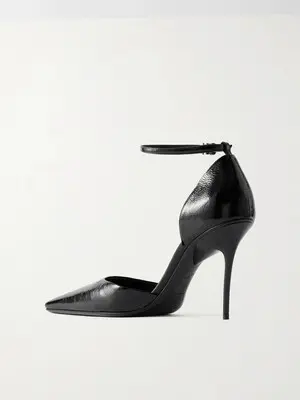 Alaïa D'orsay 90 Glossed Textured-leather Pumps - Black