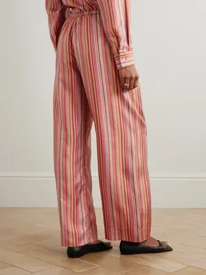 Comme Si Striped Silk-twill Straight-leg Pants