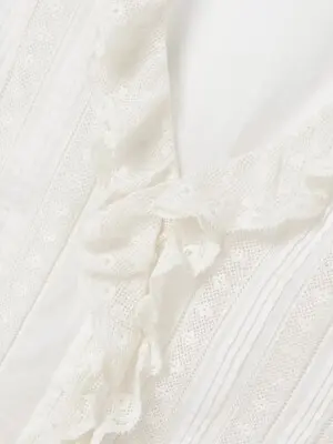 DÔEN Eldoris Lace-trimmed Pintucked Blouse
