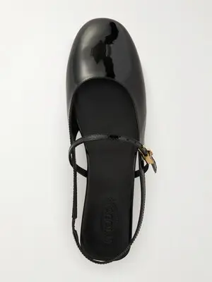 TOD'S Patent-leather Mary Jane Slingback Flats - Black