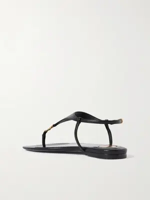 Saint Laurent Cassandra Leather Slingback Sandals - Black