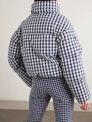 Cordova Cortina Cropped Gingham Quilted Down Ski Jacket - Blue