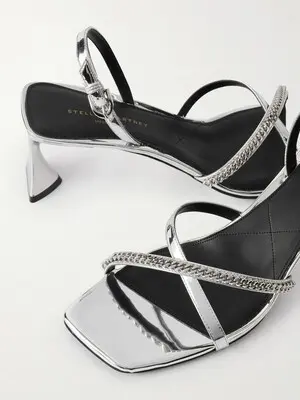 Stella McCartney Elsa Embellished Mirrored Slingback Sandals