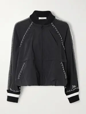 Sea Alberta Cropped Embellished Track Jacket