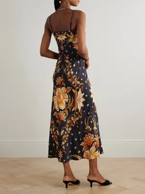 Farm Rio Paisley-print Satin-jersey Maxi Dress - Black