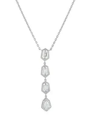 LB EXCLUSIVE 18k White Gold Diamond Drop Necklace - Silver