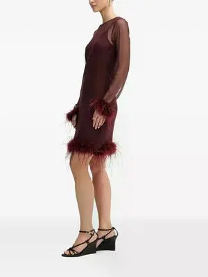 NEVER FULLY DRESSED Feather-trim Mini Dress